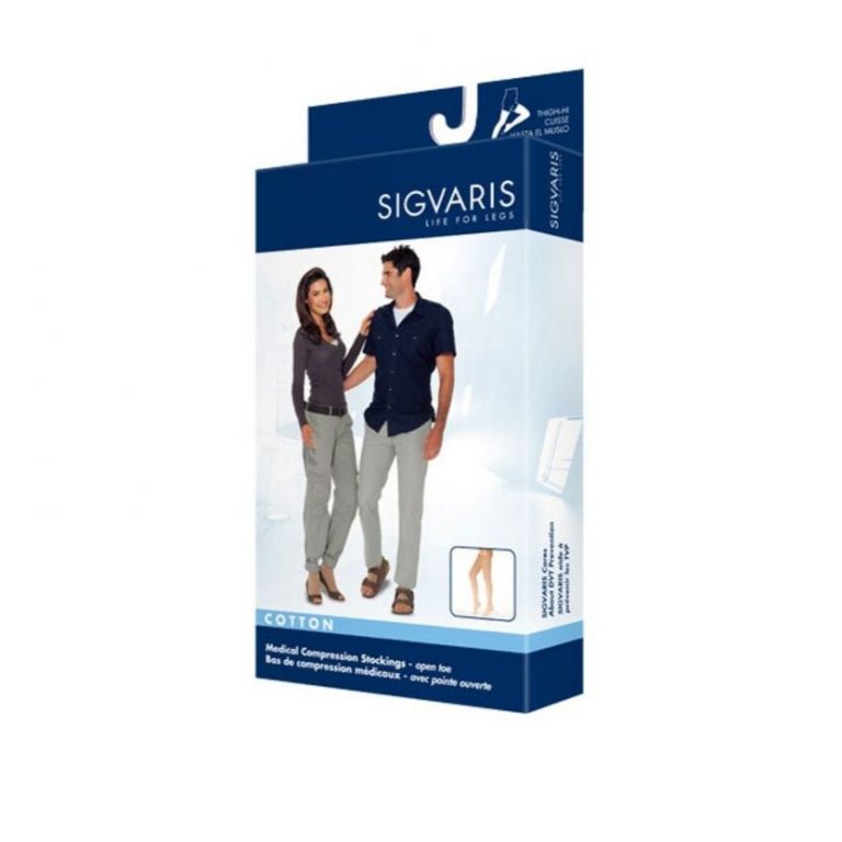 Sigvaris Cotton Thigh-High Open Toe - SunMED Choice